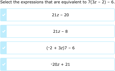IXL - Identify equivalent linear expressions (1st year maths practice)