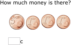 IXL - Count money - 1c, 2c and 5c coins (Senior infants maths practice)