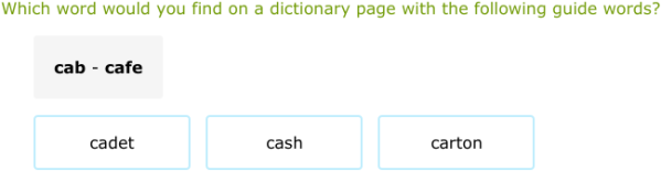 IXL - Use guide words (2nd year English practice)