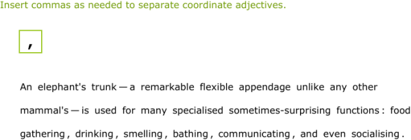 IXL - Commas with coordinate adjectives (1st year English practice)