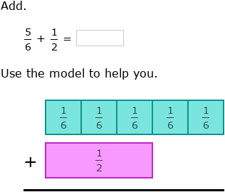 IXL - Add fractions with different denominators using models (4th class ...