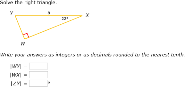 IXL - Solve a right triangle (6th year maths practice)