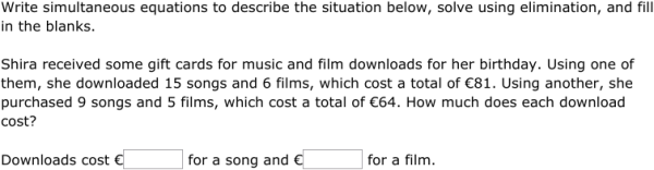 IXL - Solve simultaneous equations using elimination: word problems ...