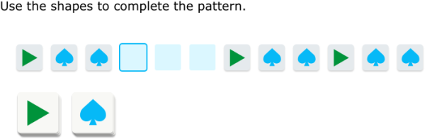 IXL - Complete a pattern (1st class maths practice)
