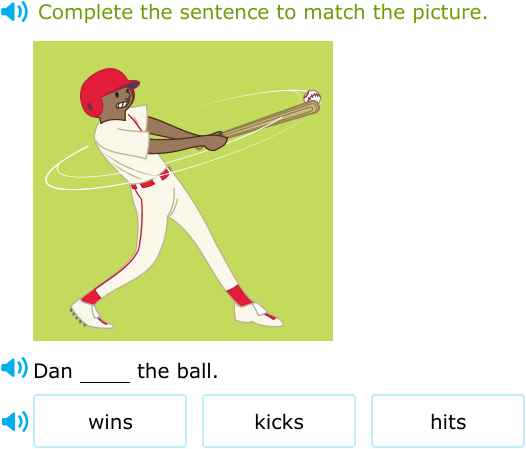 IXL - Complete the sentence with an action verb to match the picture ...