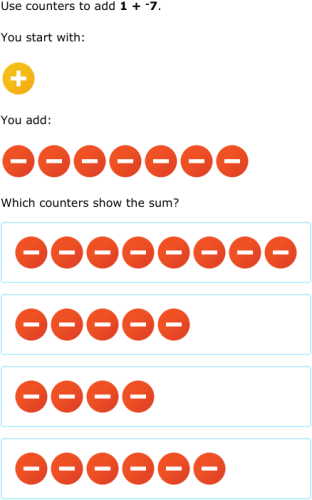 IXL - Add and subtract integers using counters (1st year maths practice)