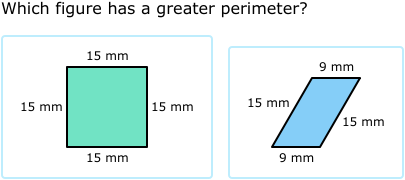 IXL - Compare area and perimeter of two figures (6th class maths practice)
