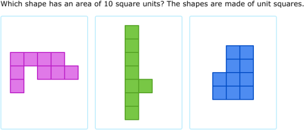 IXL - Select figures with a given area (3rd class maths practice)