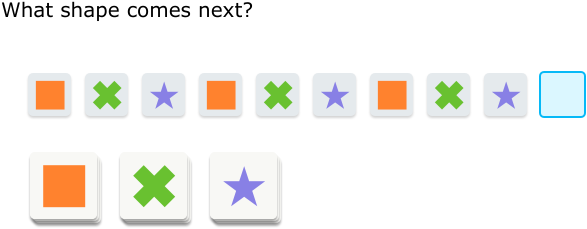 IXL - Find the next shape in a pattern (1st class maths practice)